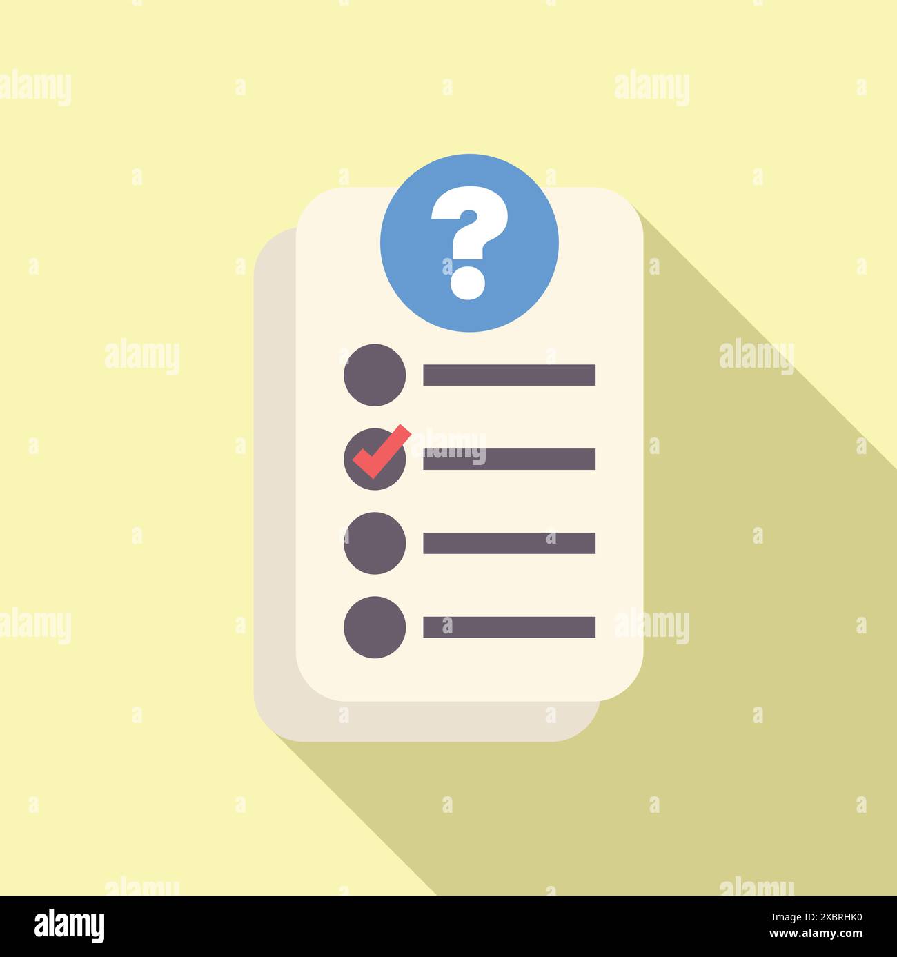 Checklist with checkmark and question mark, depicting the concept of ...