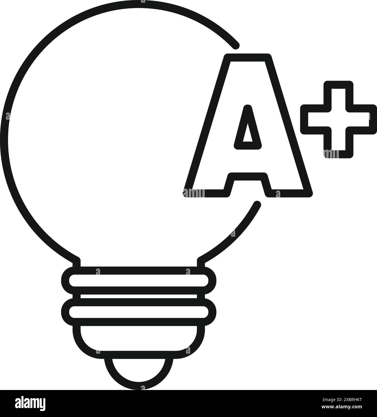 Simple light bulb drawing is being combined with an a plus symbol ...