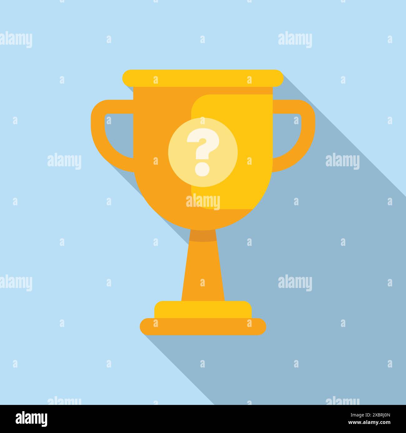 Golden trophy is showing a question mark, symbolizing the unknown ...