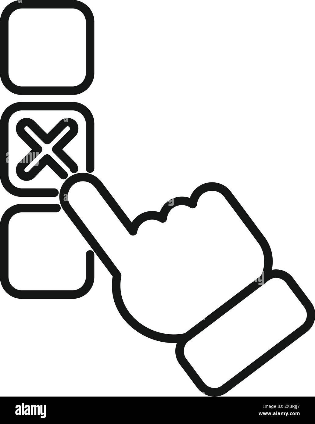 Hand is marking a checkbox with an x, concept of elections, voting and ...