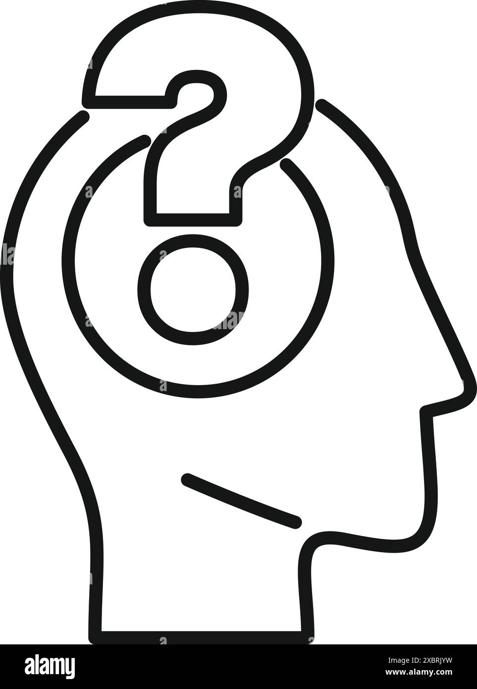 Human head silhouette with question mark inside, representing thinking ...