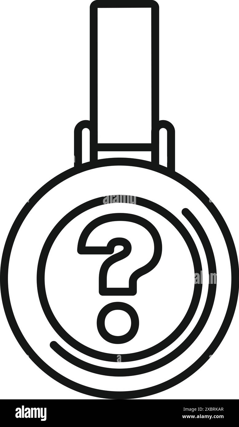 Line art icon of a medal with a question mark, symbolizing the suspense ...