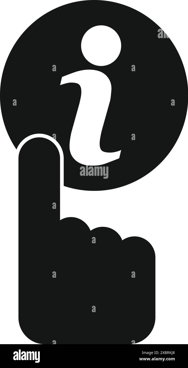 Hand pointing an information icon, a concept about finding information ...