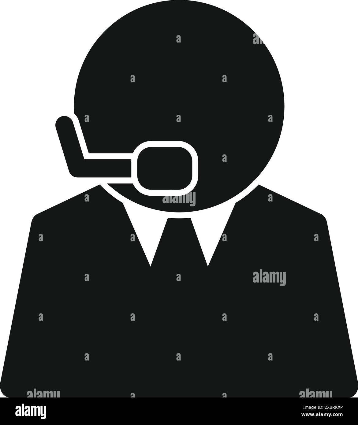 Simple black and white icon of a businessman wearing a headset Stock ...