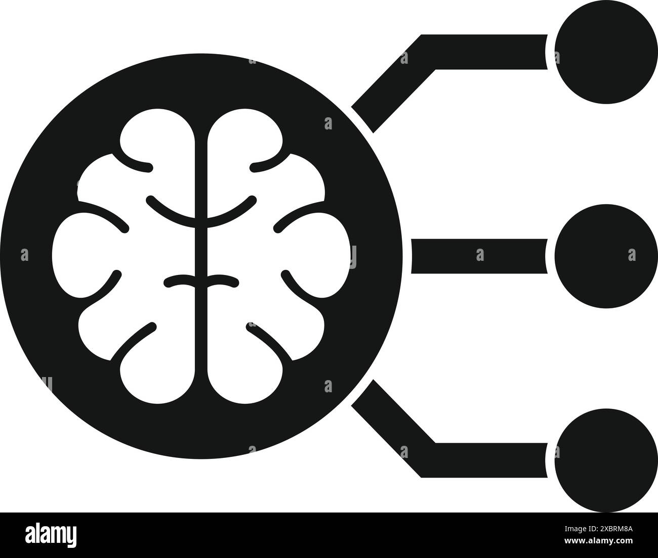 Black and white icon of a brain sending signals, representing the ...