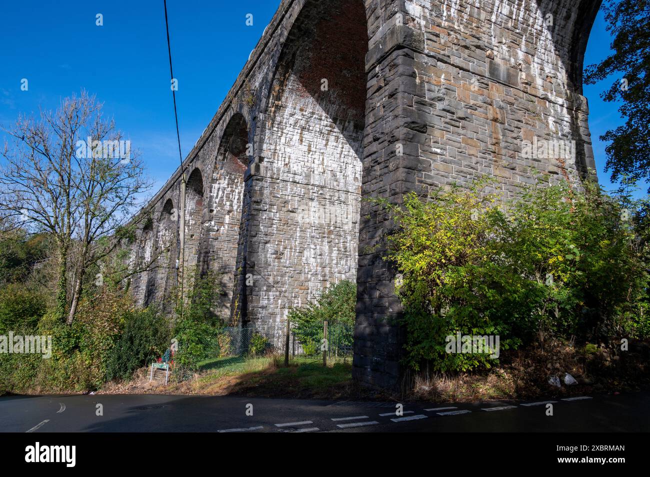 Hengoed Viaduct, South Wales, UK which carried trains across the River ...