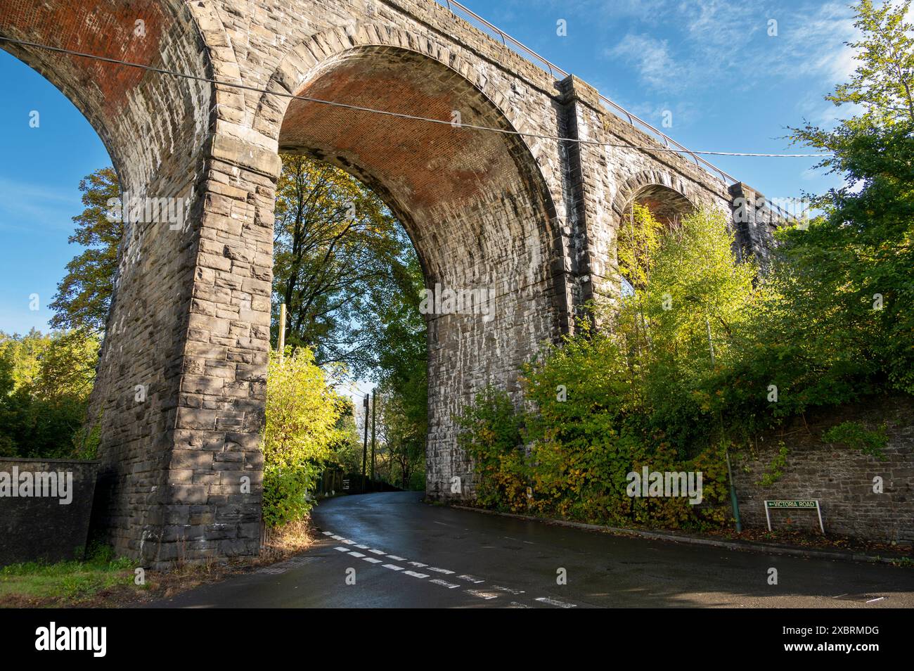 Hengoed Viaduct, South Wales, UK which carried trains across the River ...