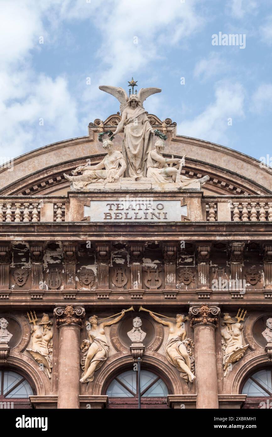 The spectacular 19c facade of the Teatro Massimo Bellini opera house in ...
