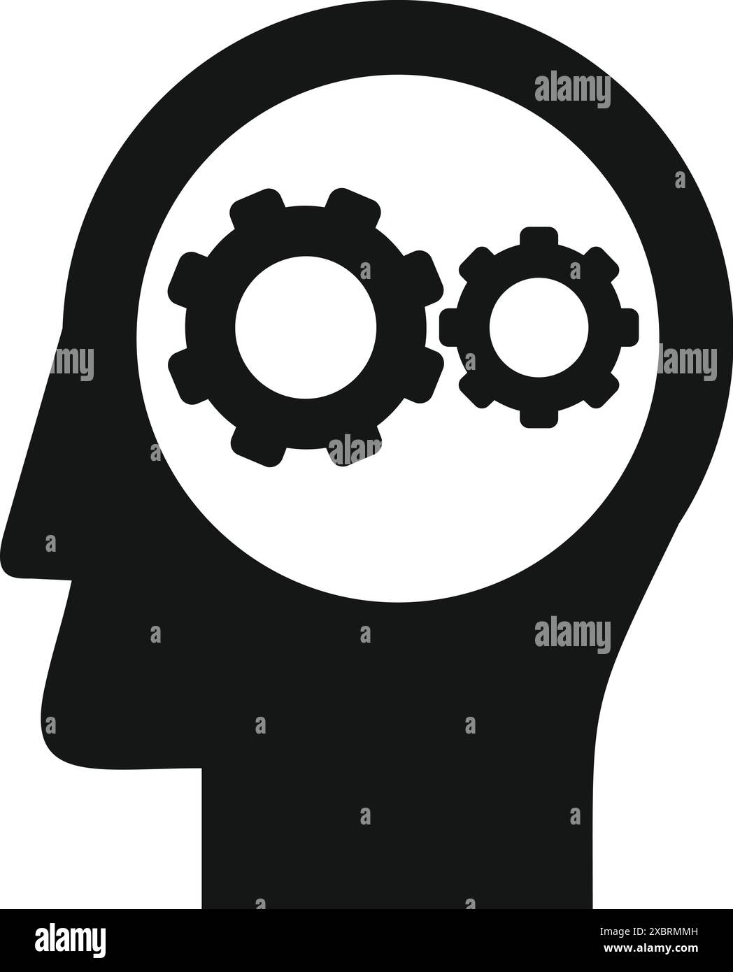 Human Head Silhouette With Gears Working Inside Representing Thinking Process Stock Vector Image 