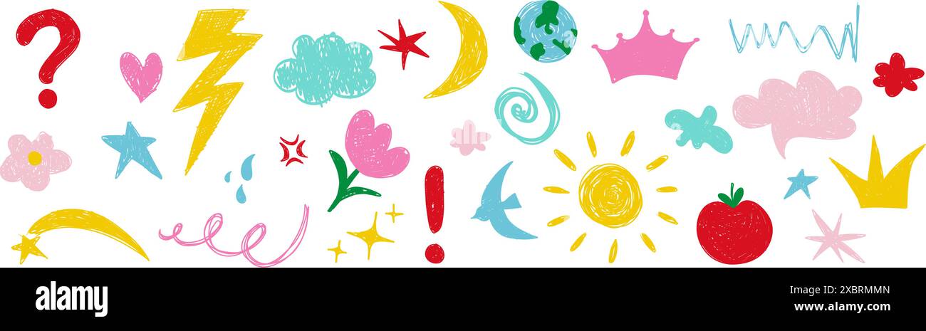 vector of childrens drawings features a charming, naive texture that's ...