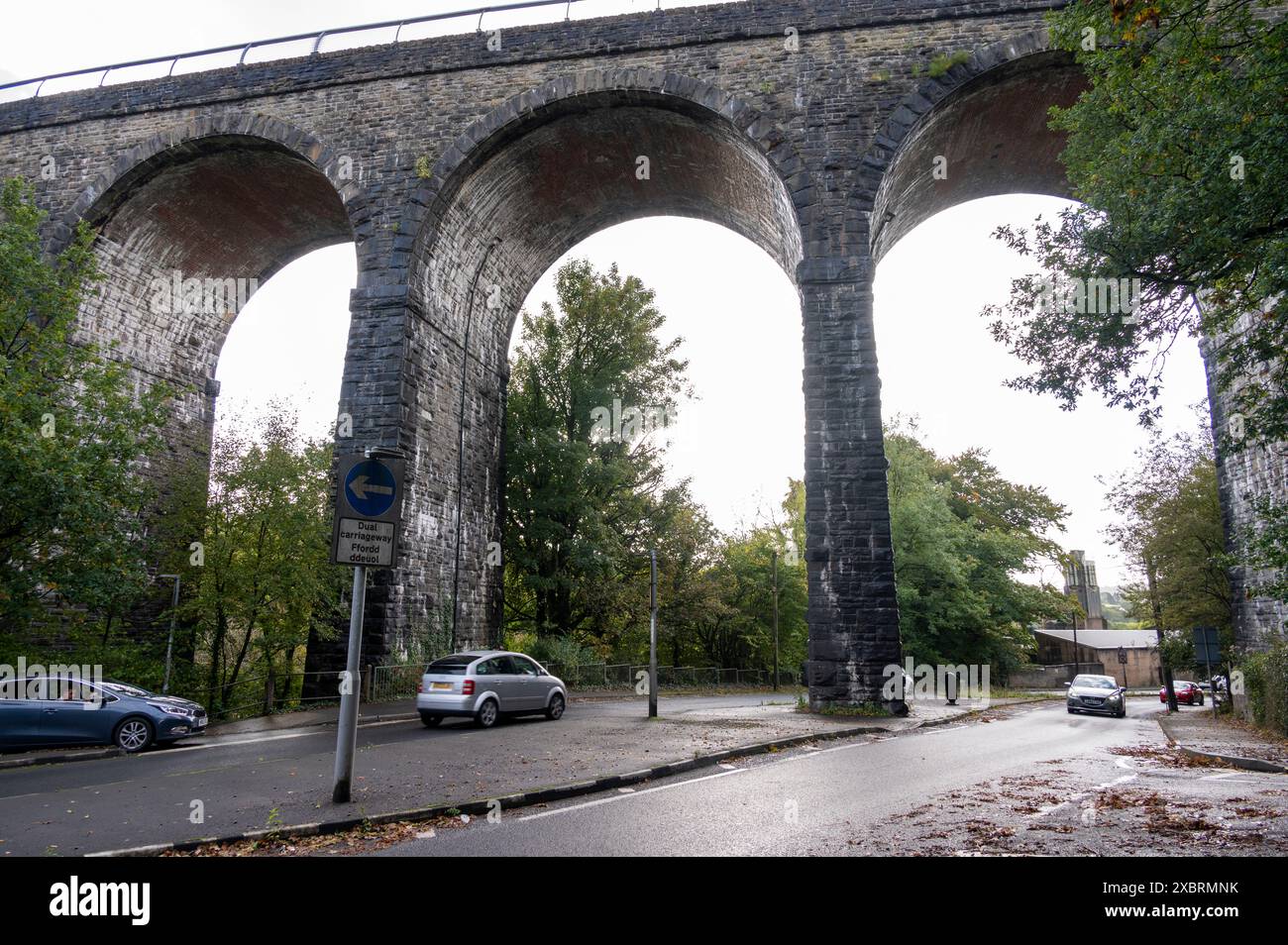 Hengoed Viaduct, South Wales, UK which carried trains across the River ...