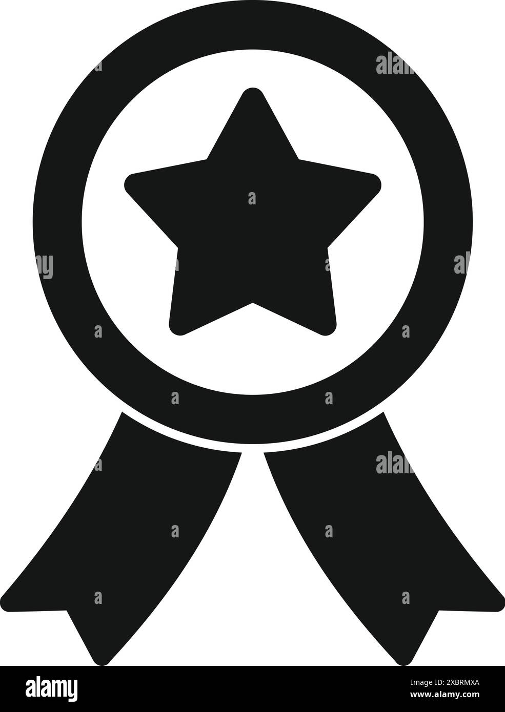Simple black ribbon award with a star is a universal symbol of success ...