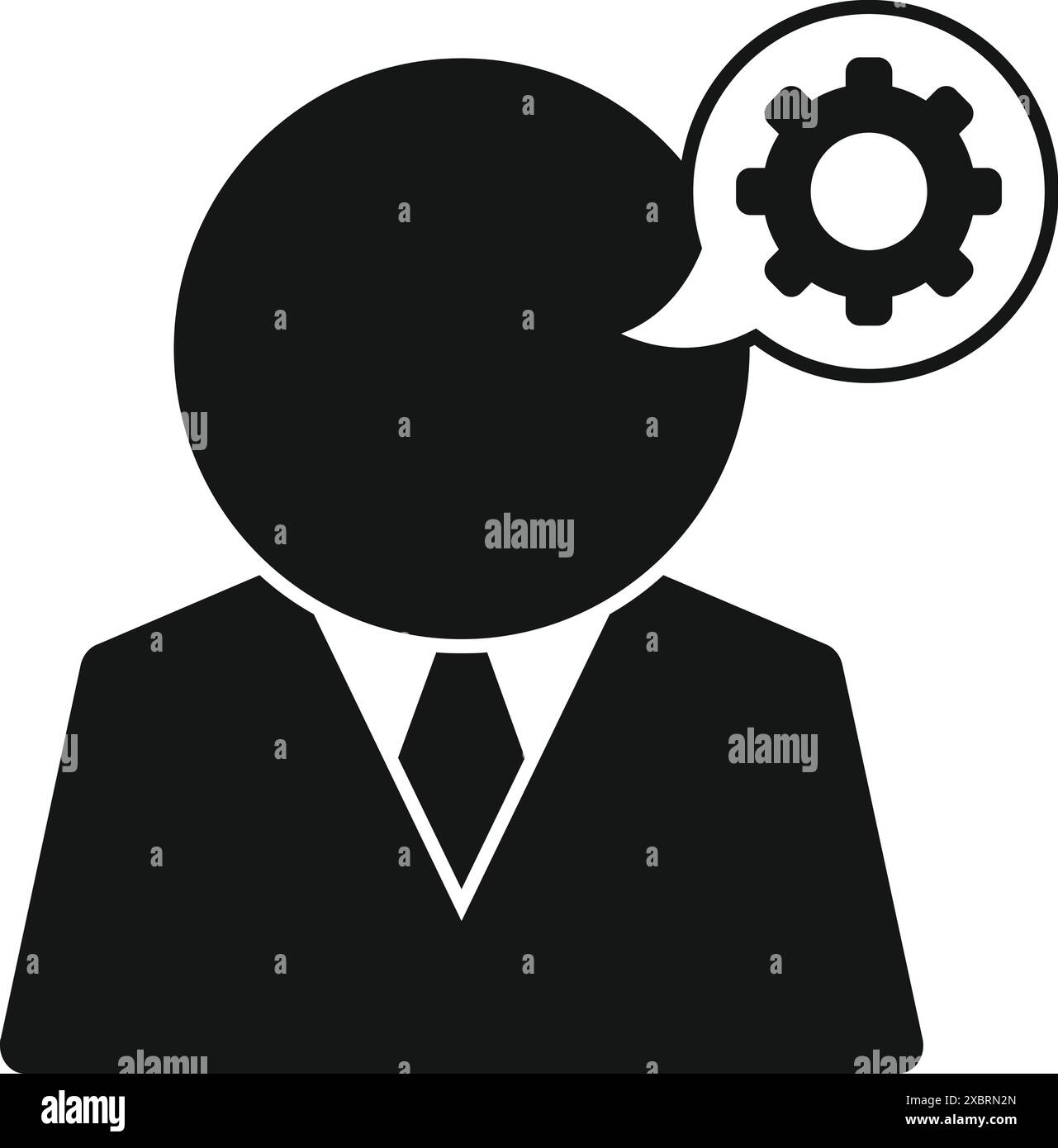 Black and white silhouette of a businessman thinking about a work ...