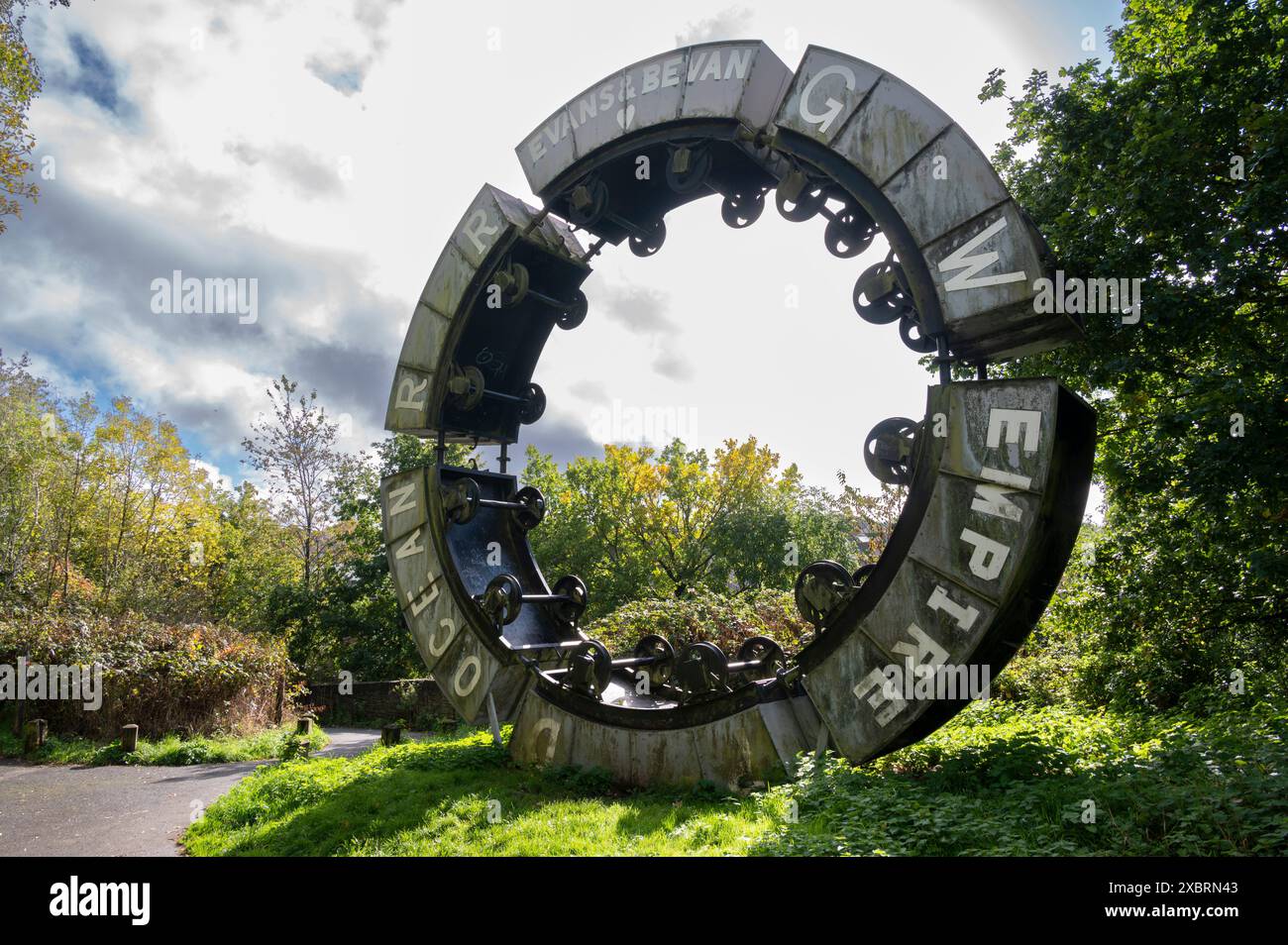 The mining memorial at Maesycwmmer South Wales, near Hengoed Viaduct ...
