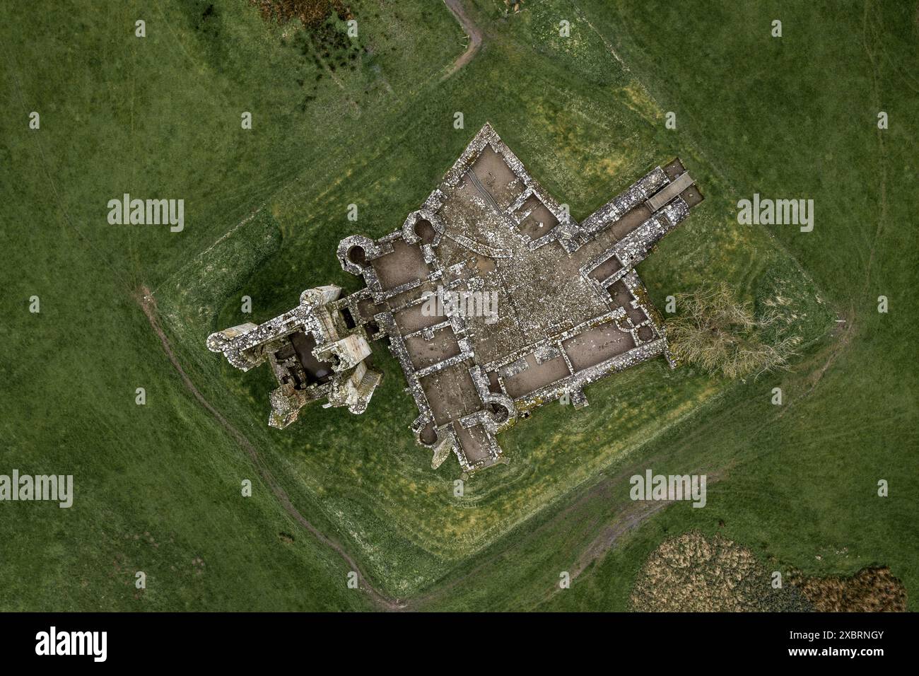 edlingham castle near alnwick northumberland elevated top down view ...