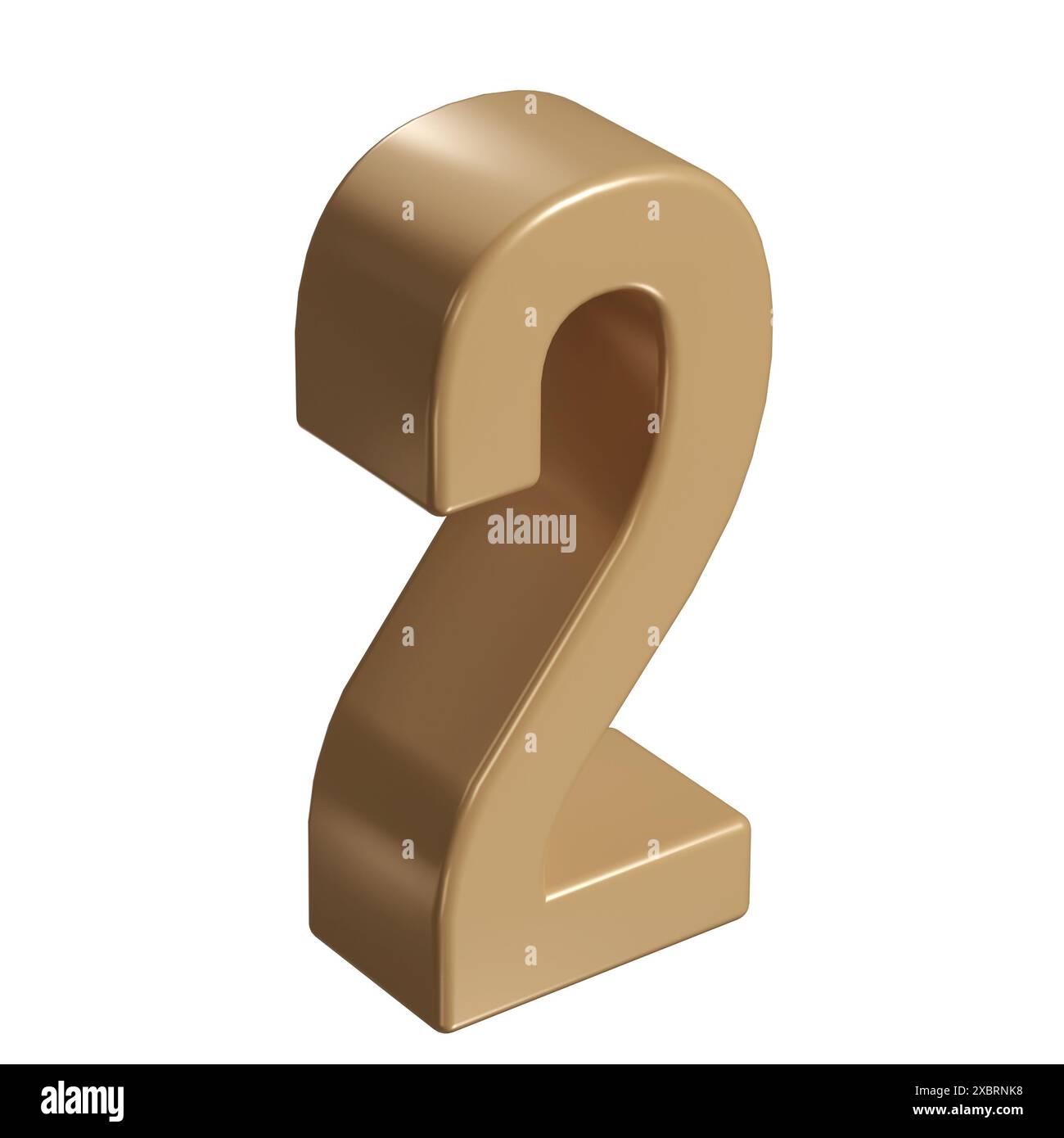 3d number two 2 golden or bronze shining typography symbol or sign ...