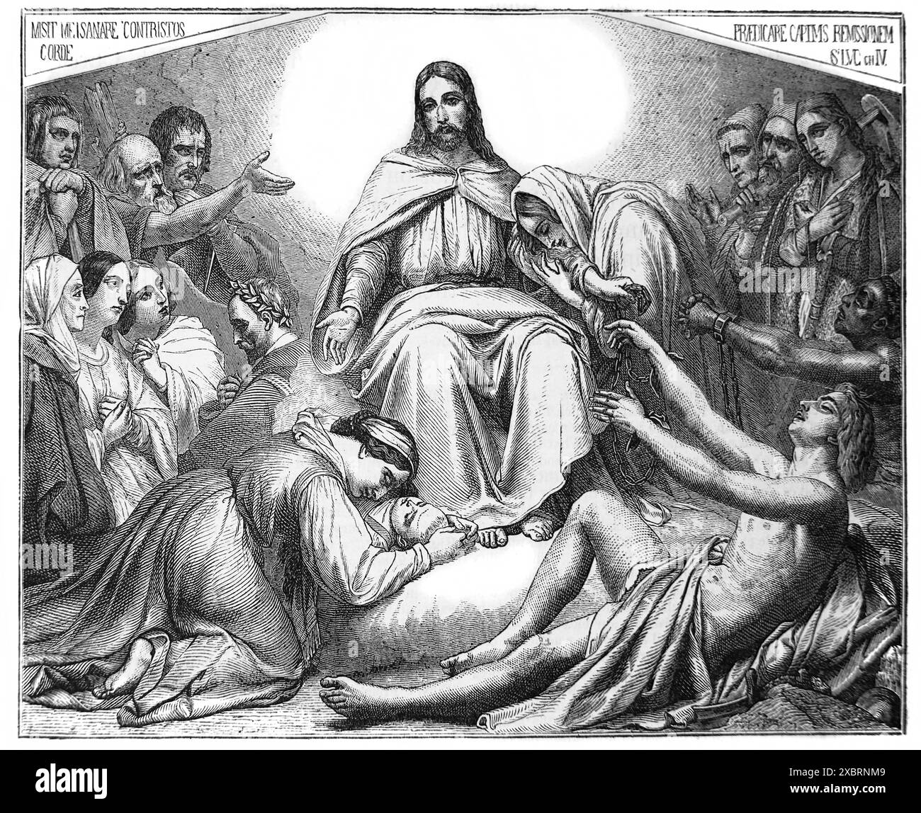 Wood Engraving of Christ the Consoler (Colossians) from Antique 19th ...