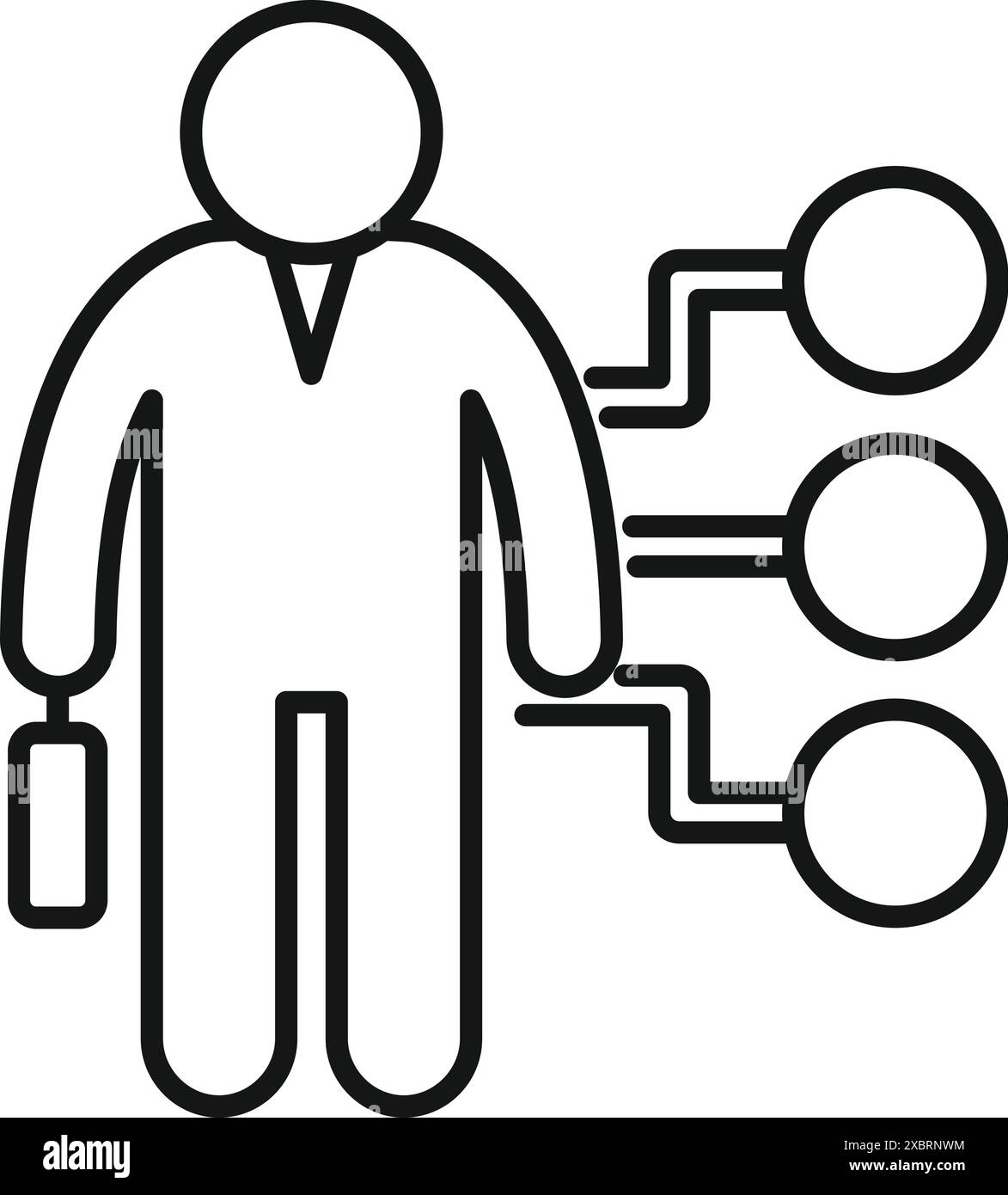 Businessman holding a briefcase and managing tasks through mind mapping ...