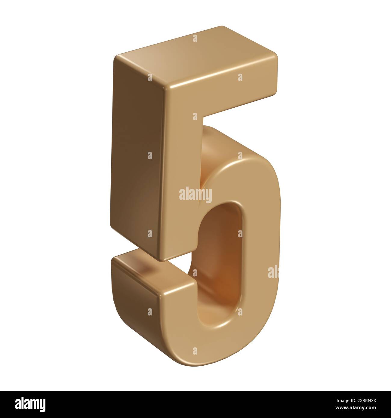 3d number five 5 golden or bronze shining typography symbol or sign ...