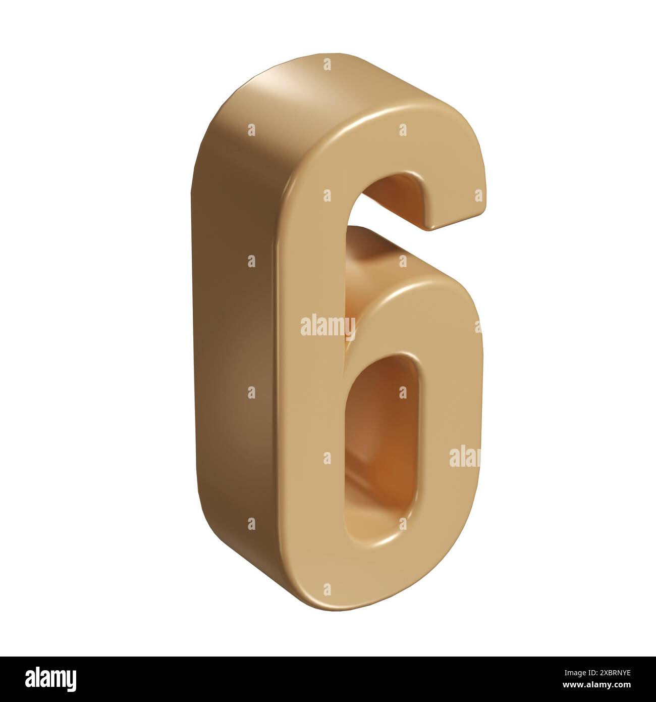 3d number six 6 golden or bronze shining typography symbol or sign ...