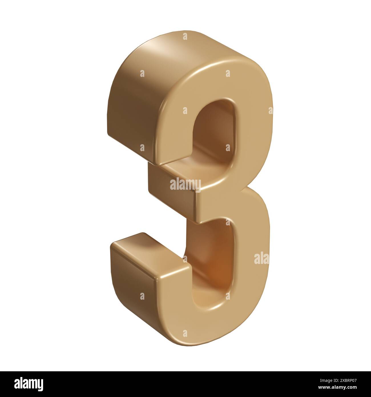 3d number three 3 golden or bronze shining typography symbol or sign ...