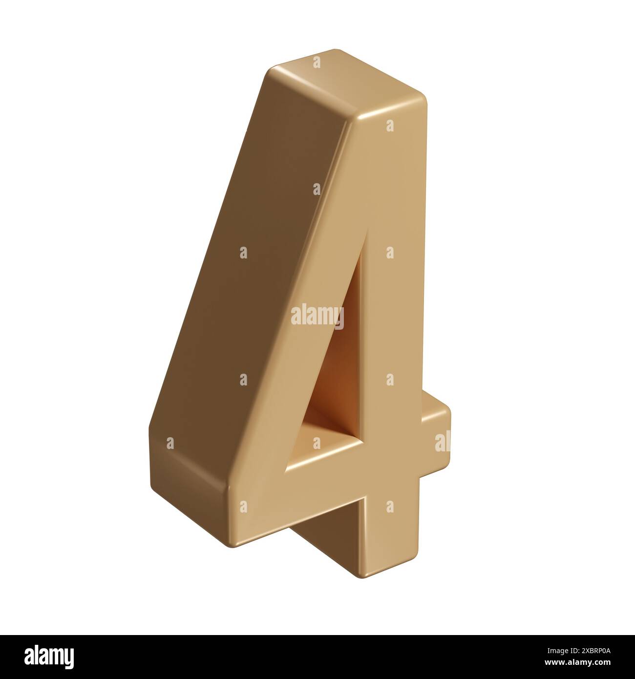 3d number four 4 golden or bronze shining typography symbol or sign ...