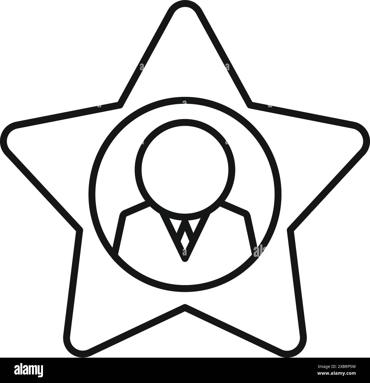 Line art icon of a businessman standing inside a star shape ...