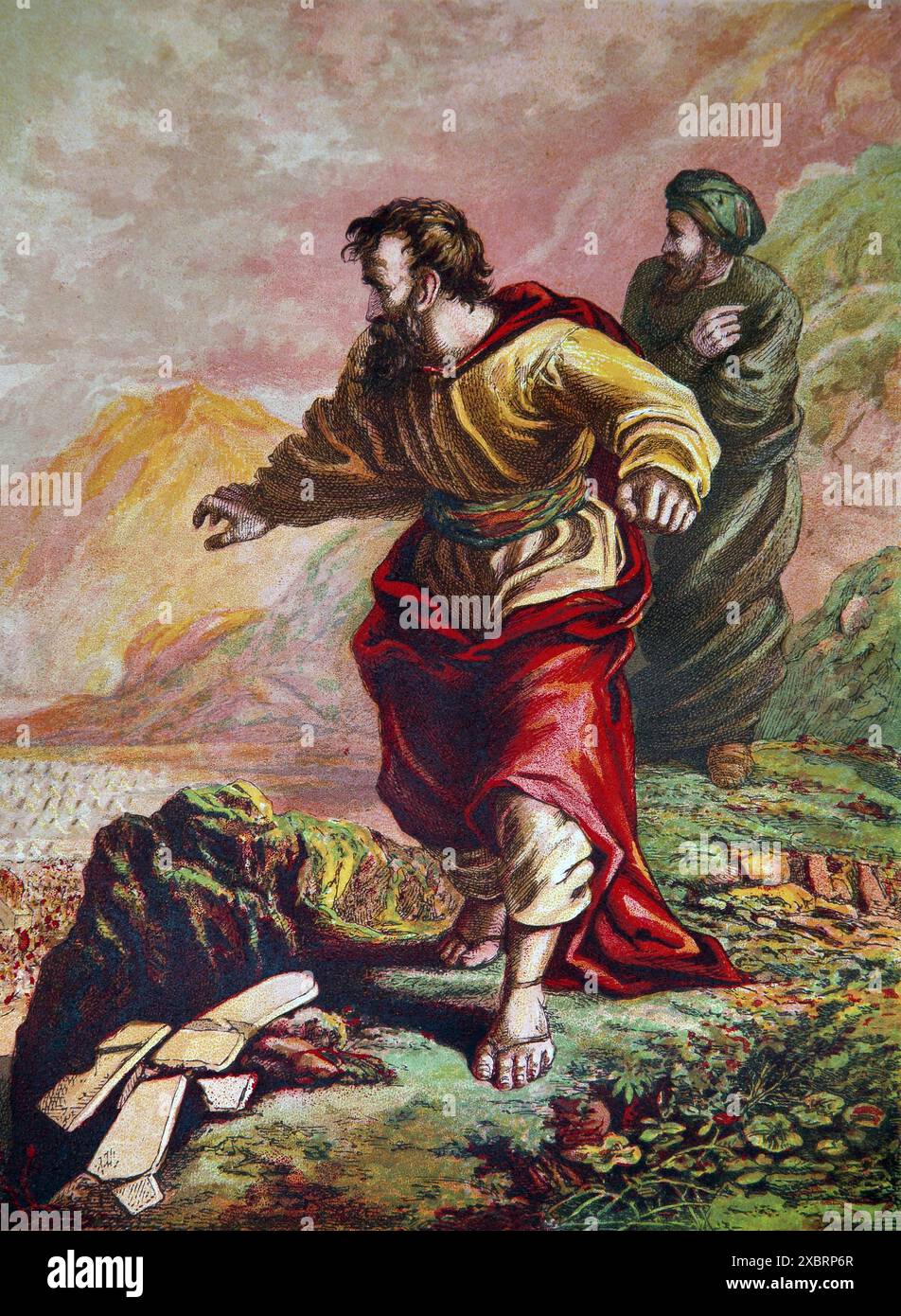 Moses Breaking the Tablets of The Law after seeing the Children of ...
