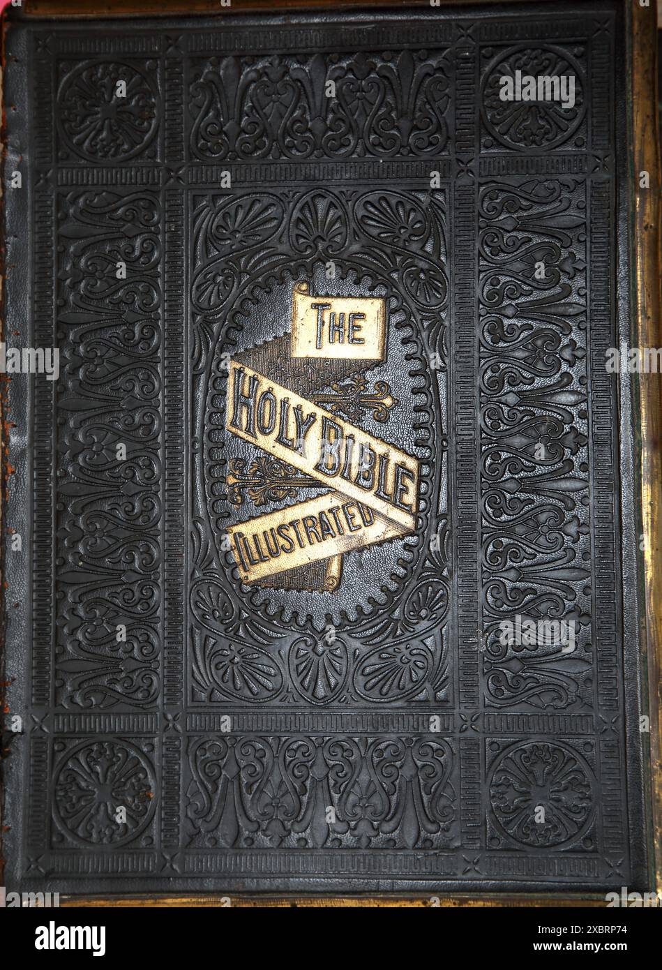 Leather-bound Front Cover of an Antique 19th Century Holy Bible Stock ...