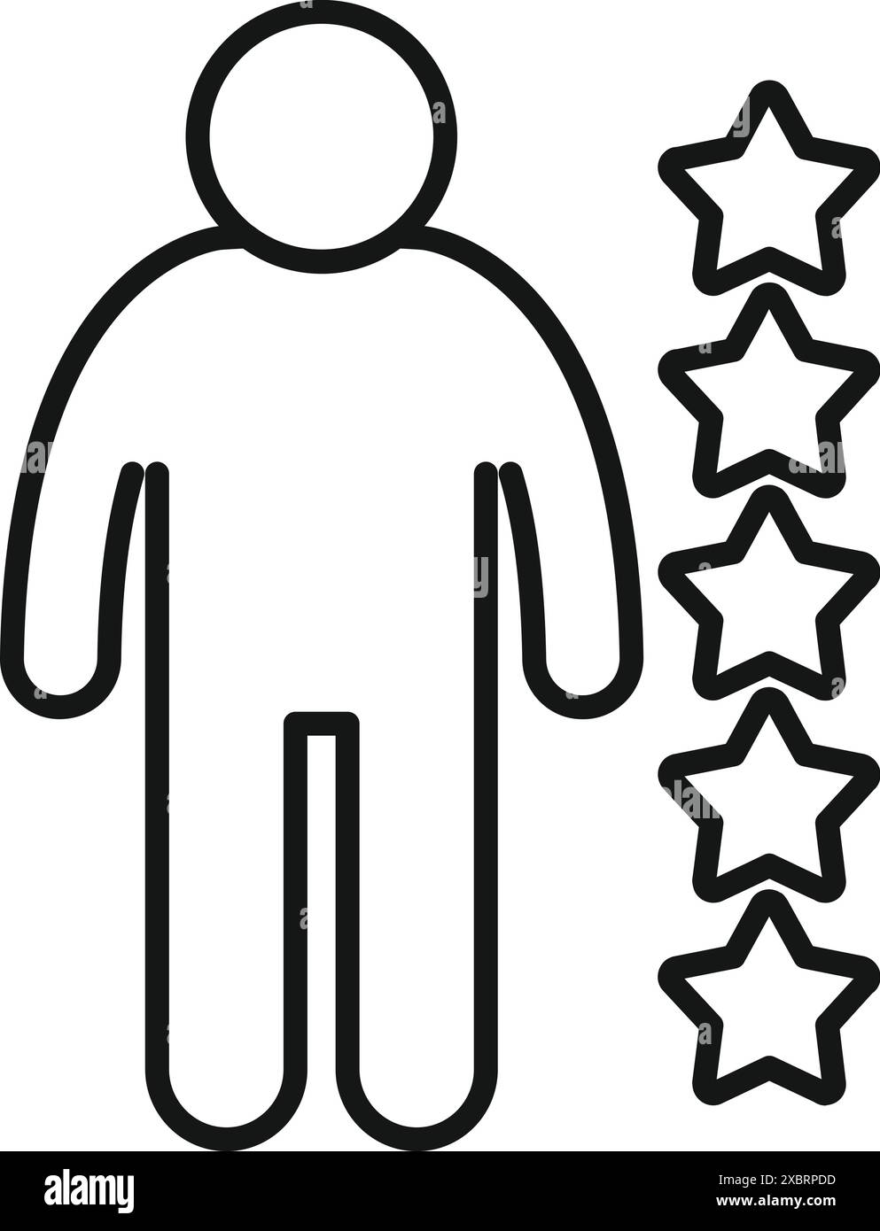 Stick figure giving five star rating in a customer feedback survey ...