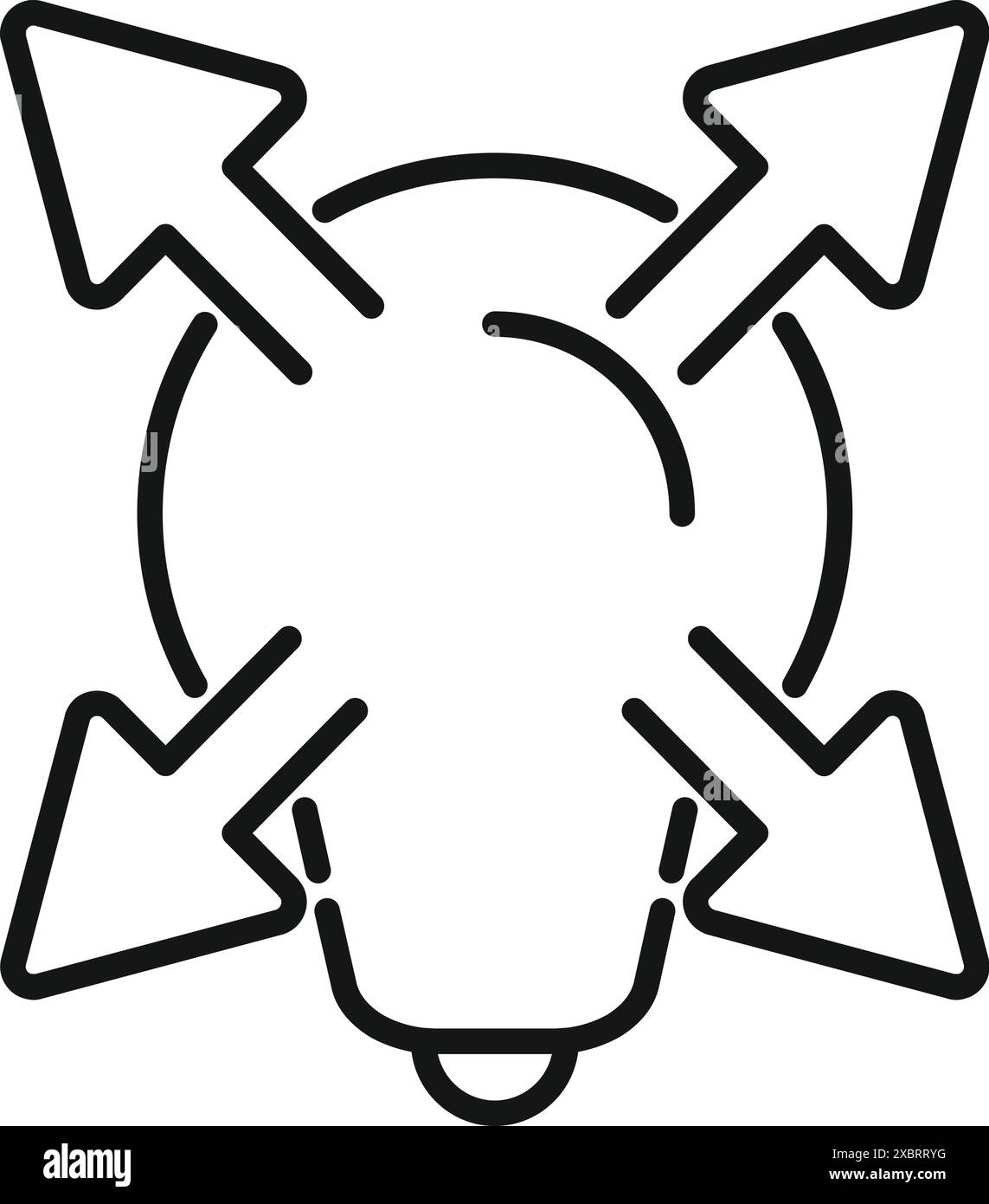 Light bulb expanding its arrows in all directions representing the ...