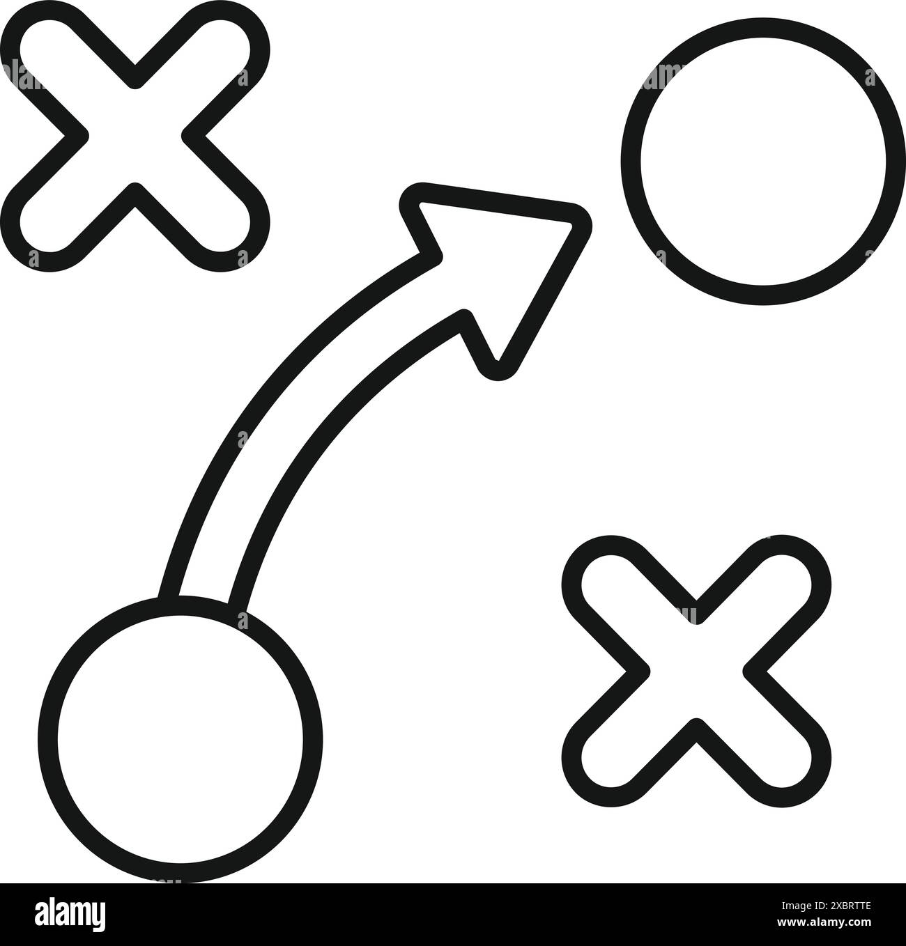 Strategy planning is being visualized with an arrow avoiding obstacles ...