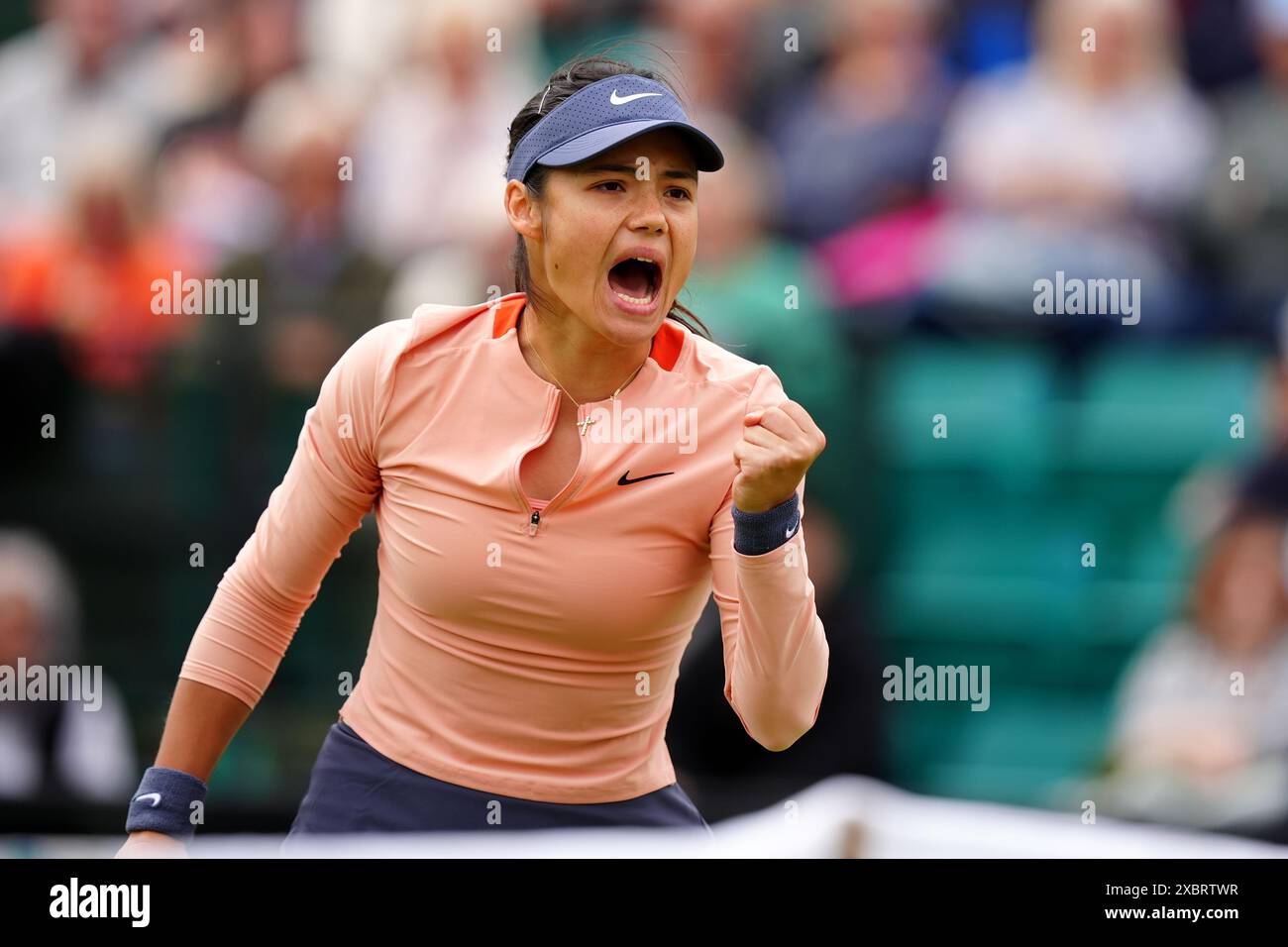 Emma Raducanu Celebrates Winning The First Set Against Daria Snigur On