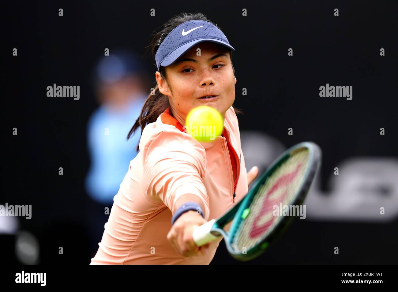 Emma Raducanu in action against Daria Snigur on day four of the ...