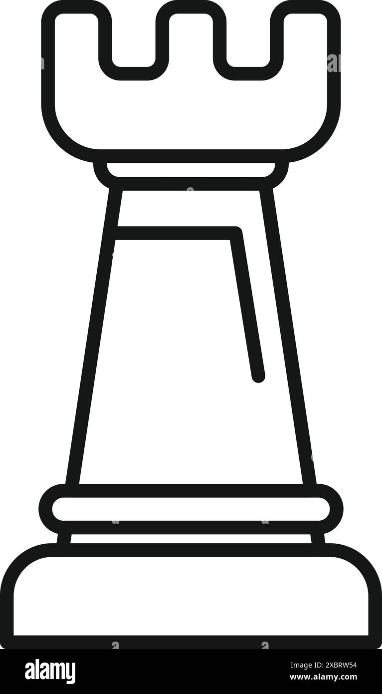 Simple line drawing of a rook chess piece standing on a white background Stock Vector Image ...