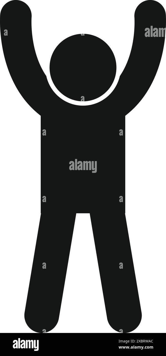 Black silhouette of a person raising arms in celebration Stock Vector ...