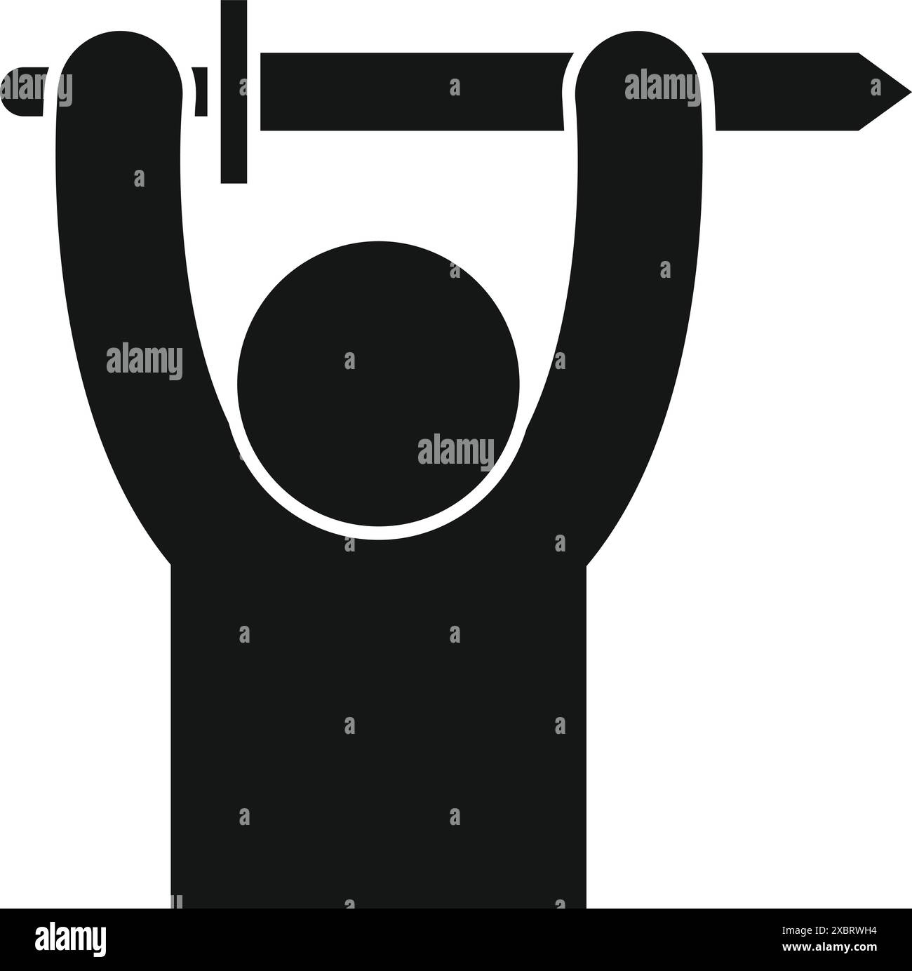 Black silhouette of a person holding a sword above their head ...