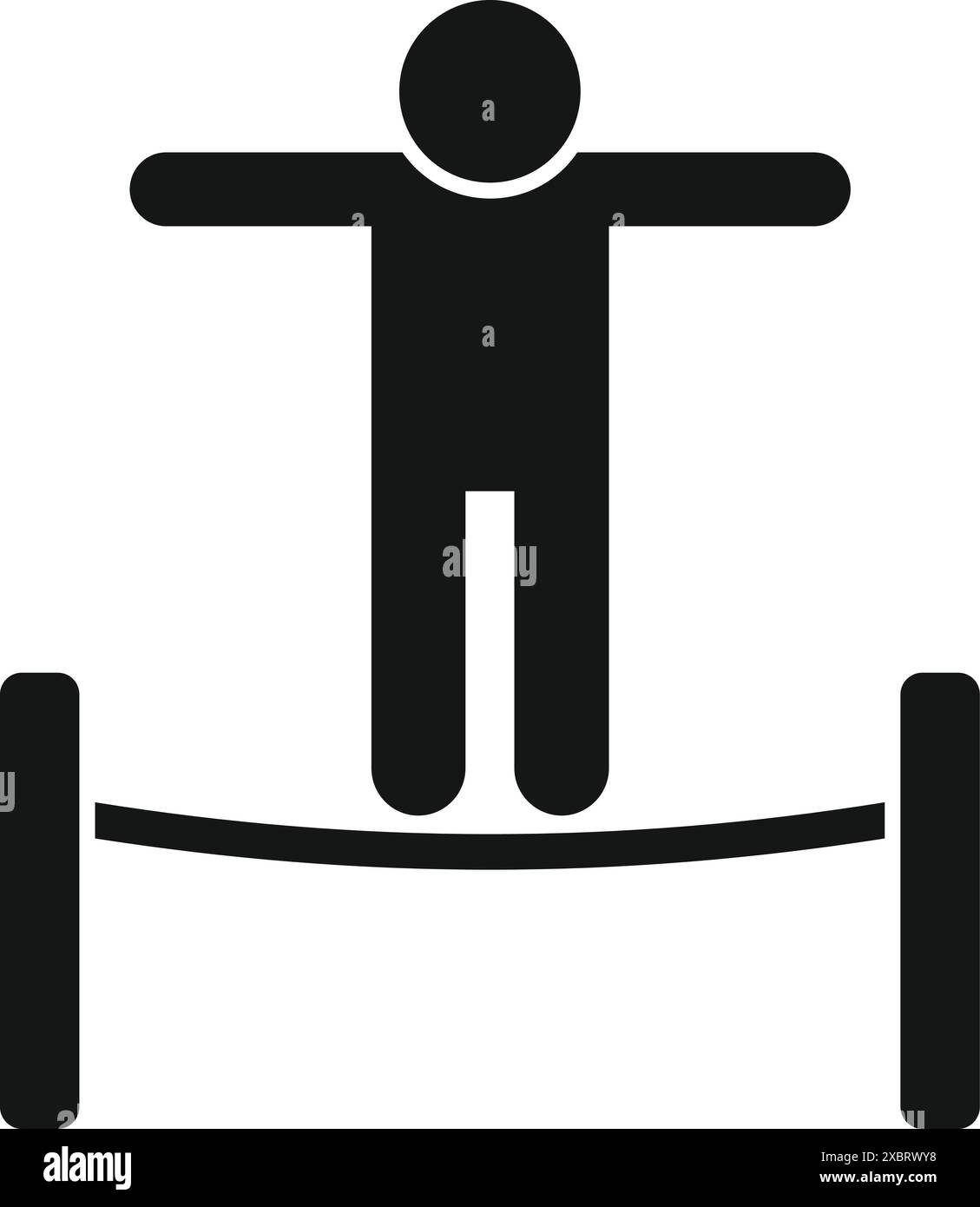 Silhouette of an athlete balancing on a tightrope, maintaining ...