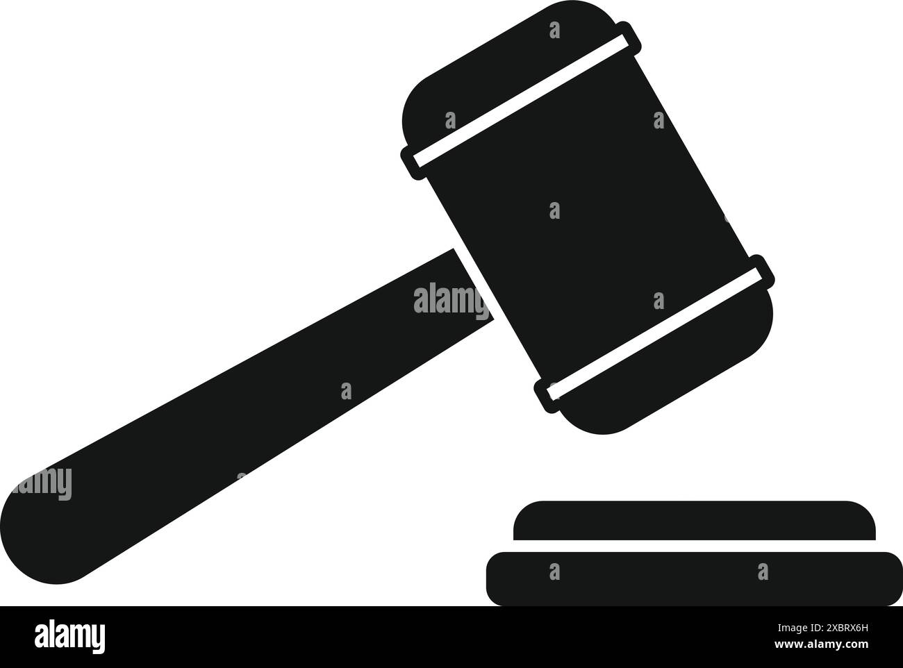 Black and white icon of a judge's hammer striking a sound block ...
