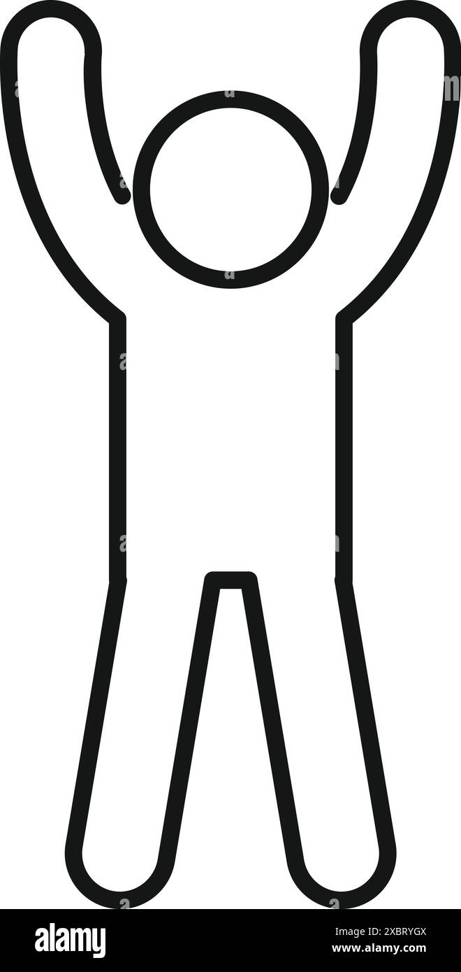Line drawing of a person raising their arms in celebration Stock Vector ...