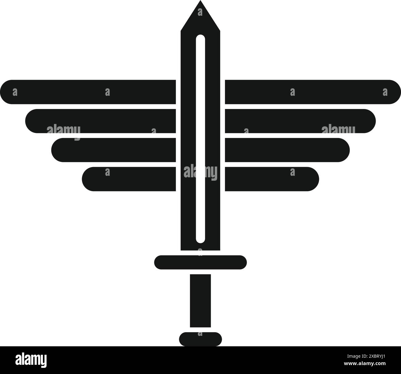 Bold black and white emblem featuring a sword with wings, symbolizing ...