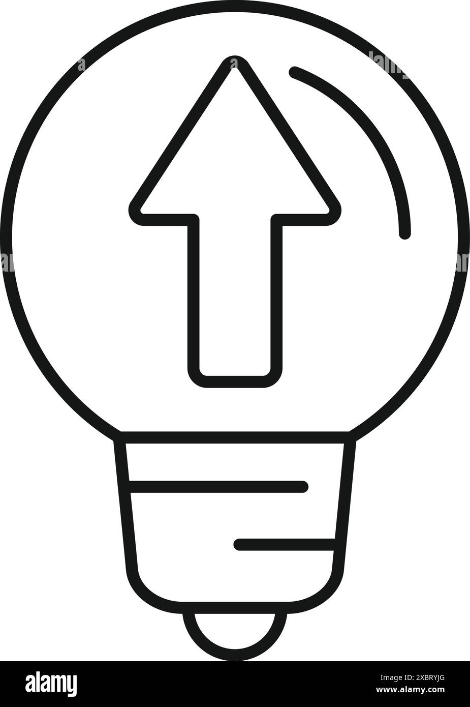 Line art icon of a light bulb with an arrow pointing up, symbolizing ...