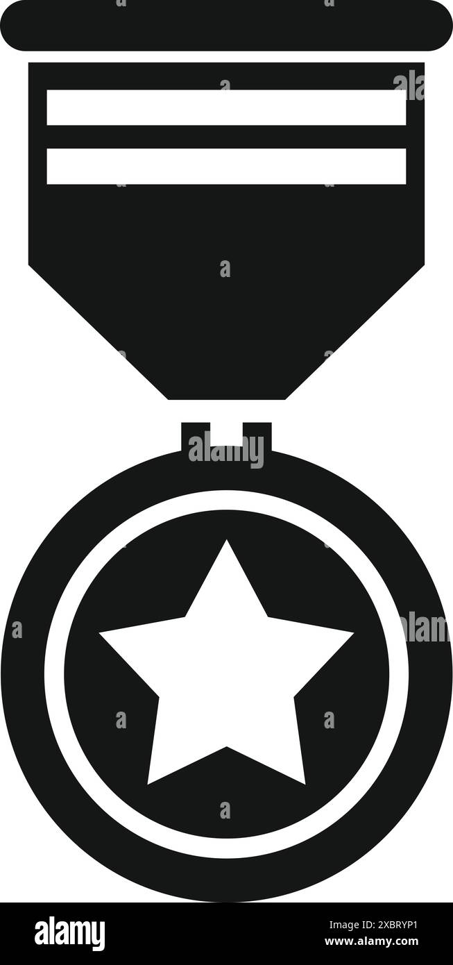 Black military medal for bravery and honor hanging on white background ...