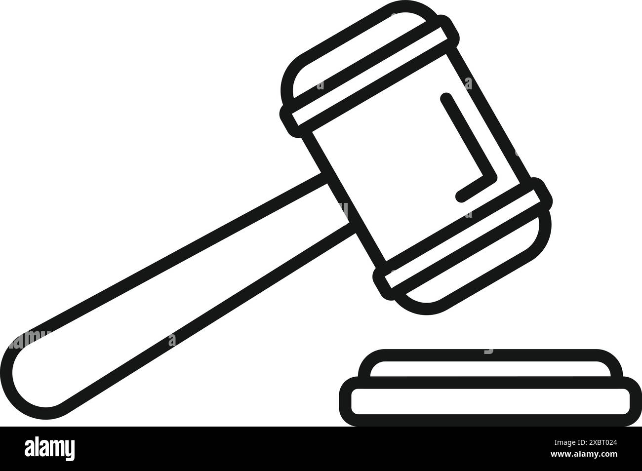 Line art icon of a judge's gavel striking a sound block, representing ...