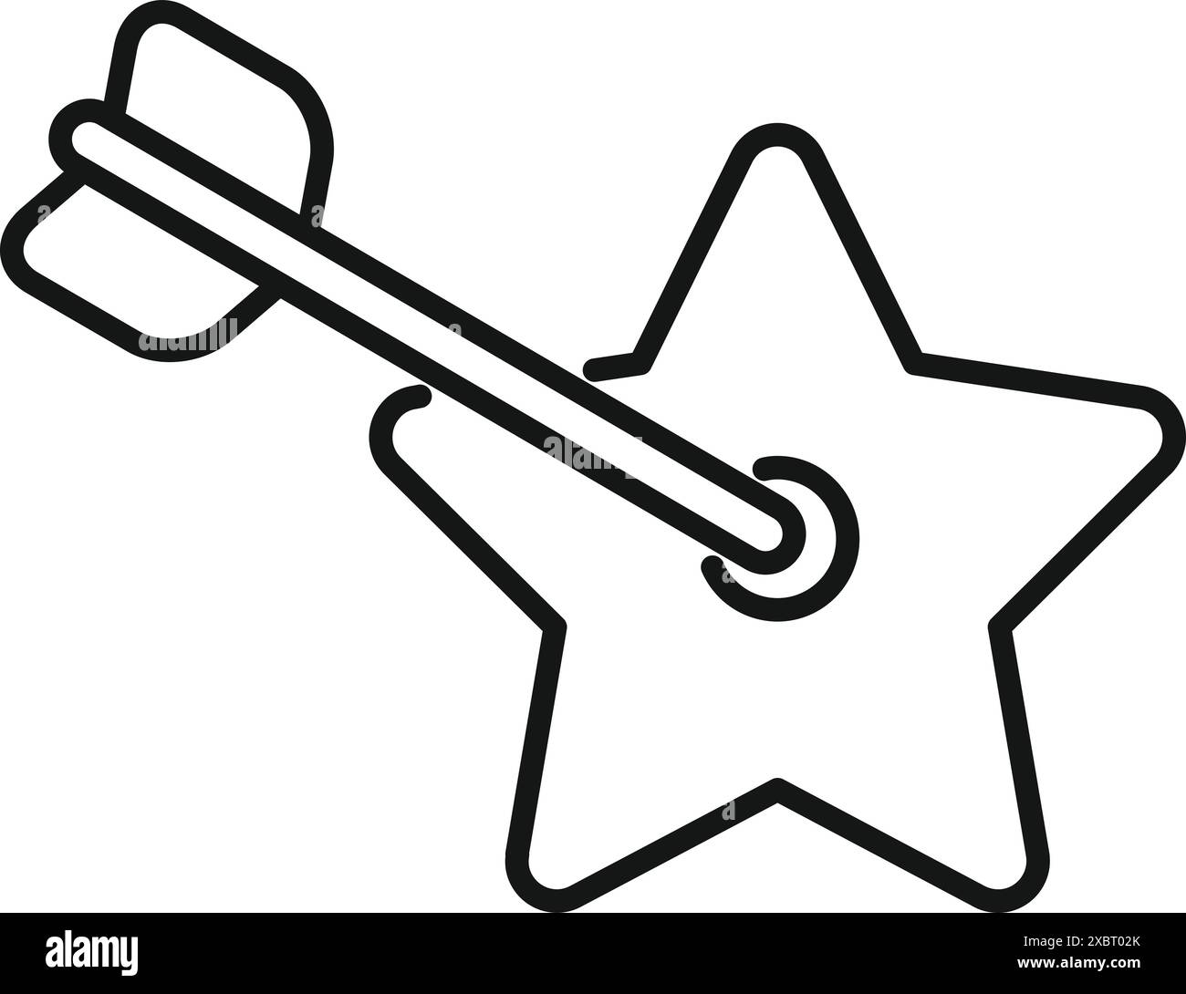 Line art icon of an arrow hitting the center of a star target ...