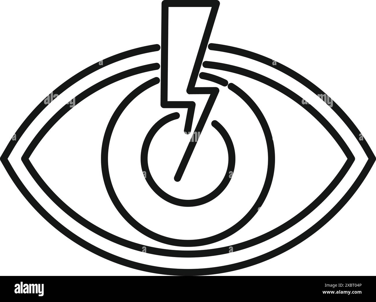 Line drawing of a human eye being struck by lightning representing the ...