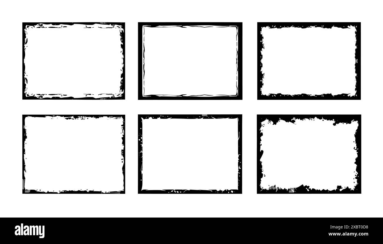 Grunge frame brush square border vector stroke paint. Texture black ...