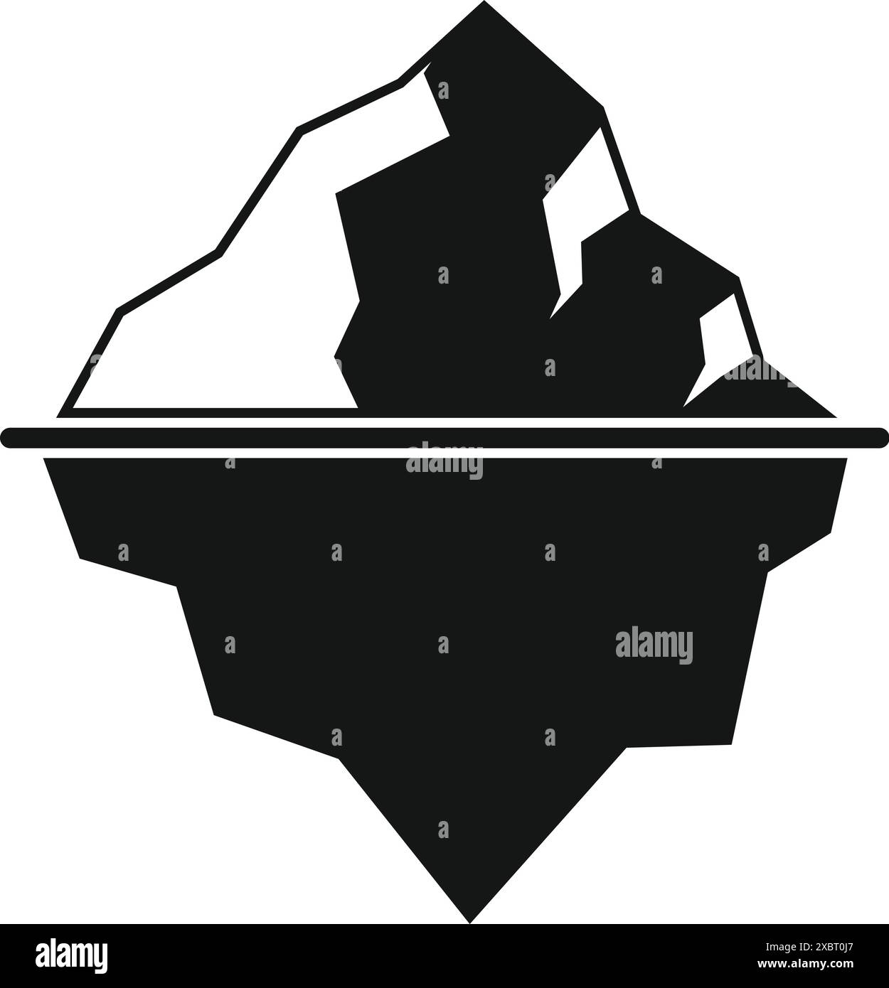 Large iceberg floating with underwater block icon in simple style ...