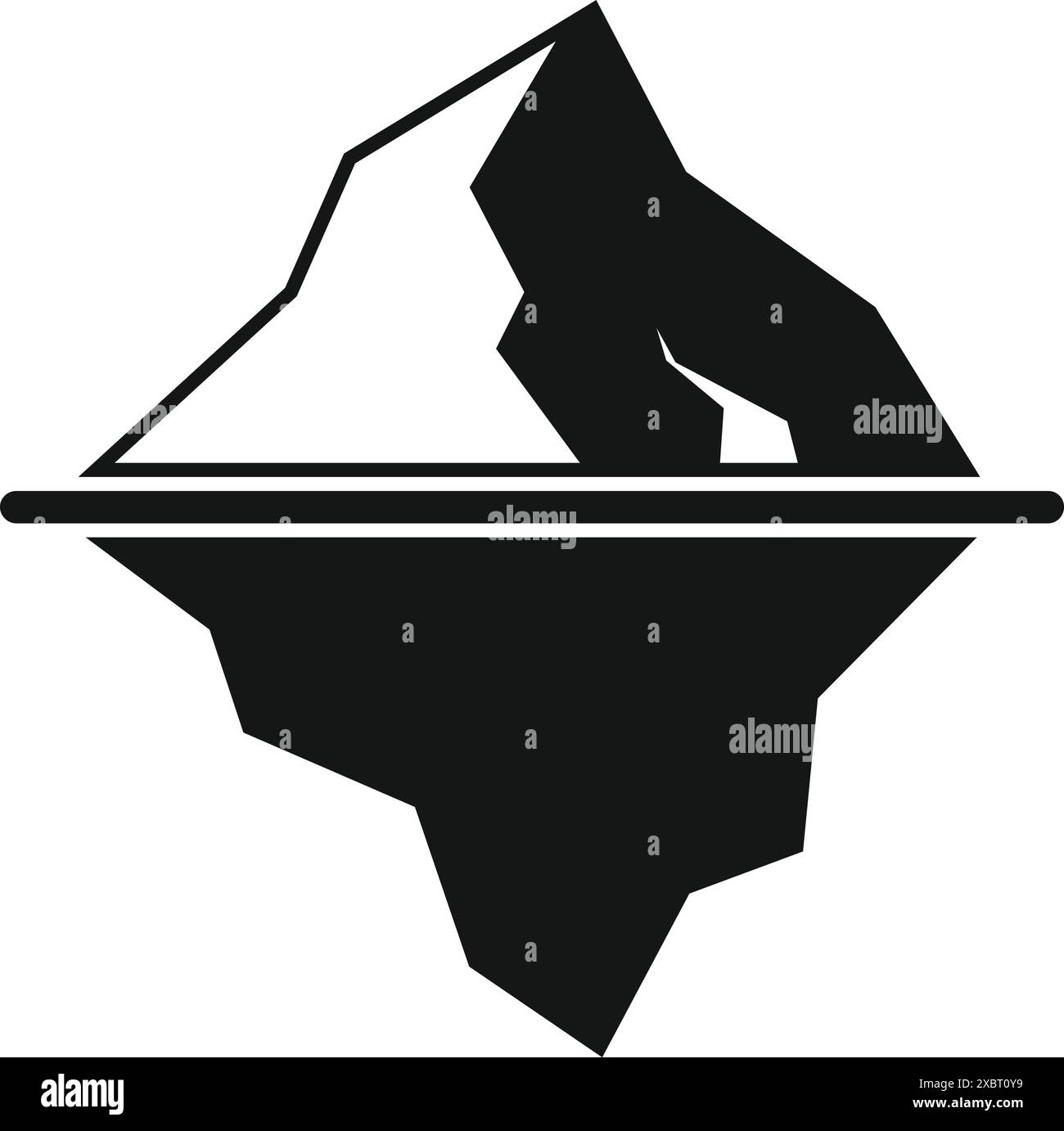 Simple black and white icon of an iceberg, showing the visible part and ...