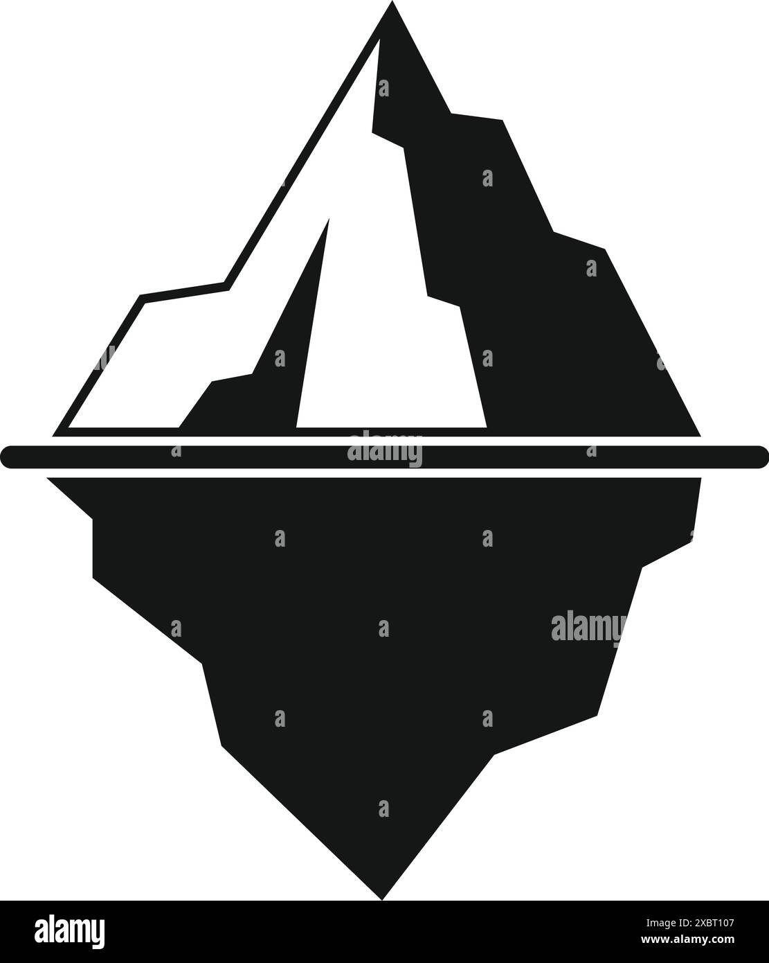 Simple black and white icon of an iceberg floating with a small tip ...